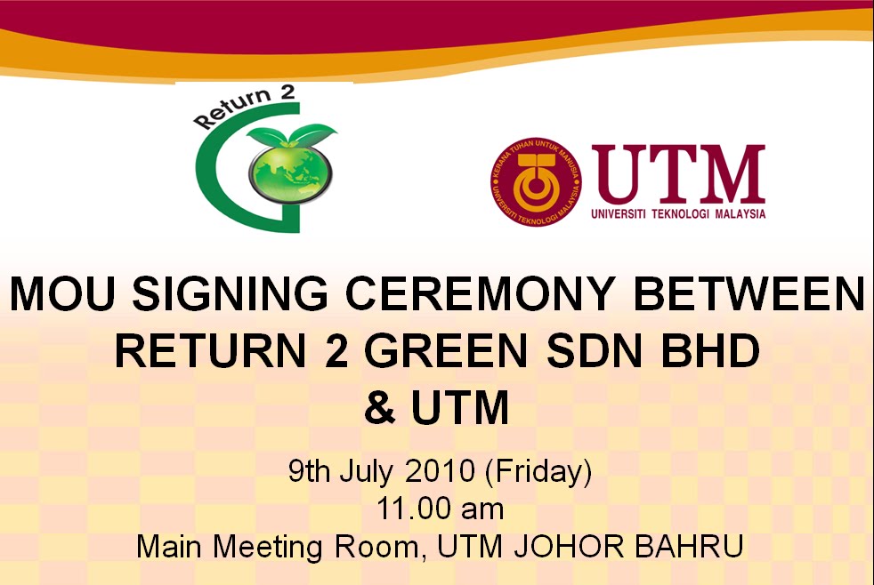 Bilik Aktiviti Kimia: MOU Signing - UTM and Return 2 Green